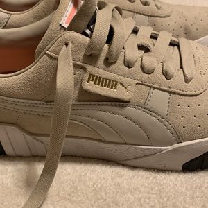 Puma | Shoes | Puma Cali Light Tan Suede With Black Peach And Gold ...